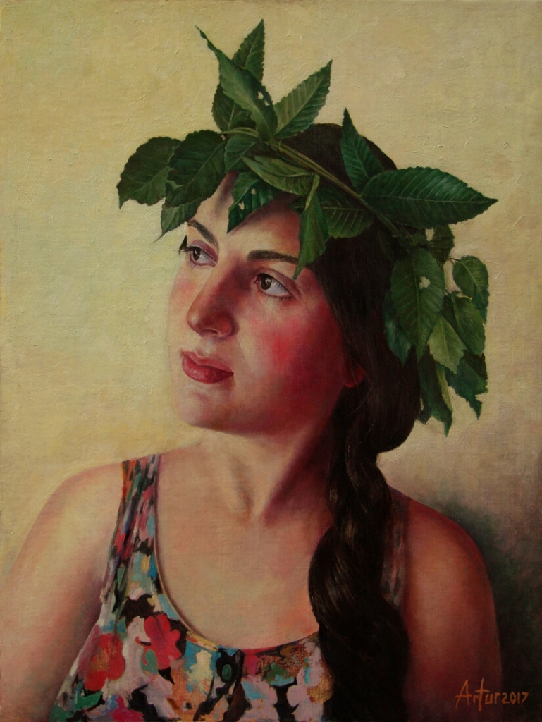 Portrait - Anush, by Artur Mkhitaryan. Oil on Canvas painting. Armenian Art